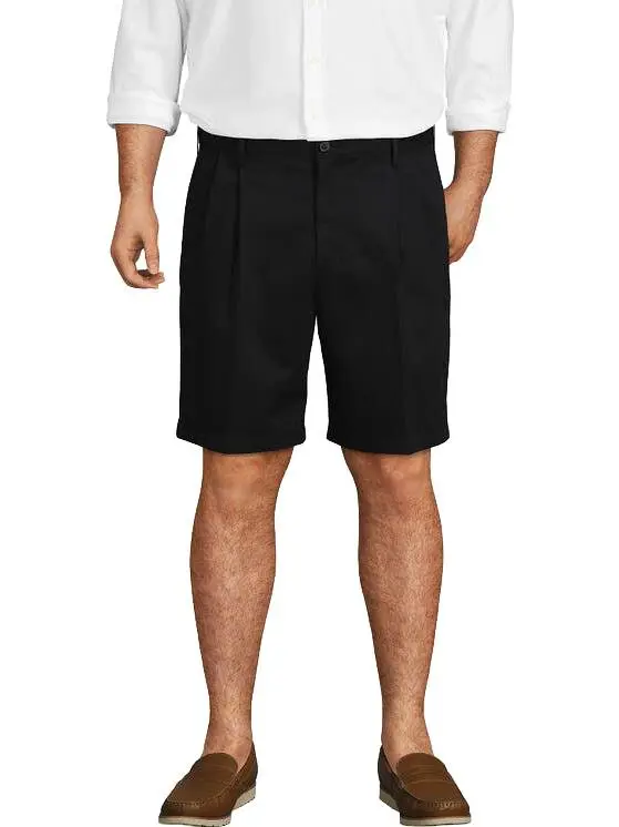 LANDS' END Comfort Waist Pleated 9" No Iron Chino Shorts - Black
