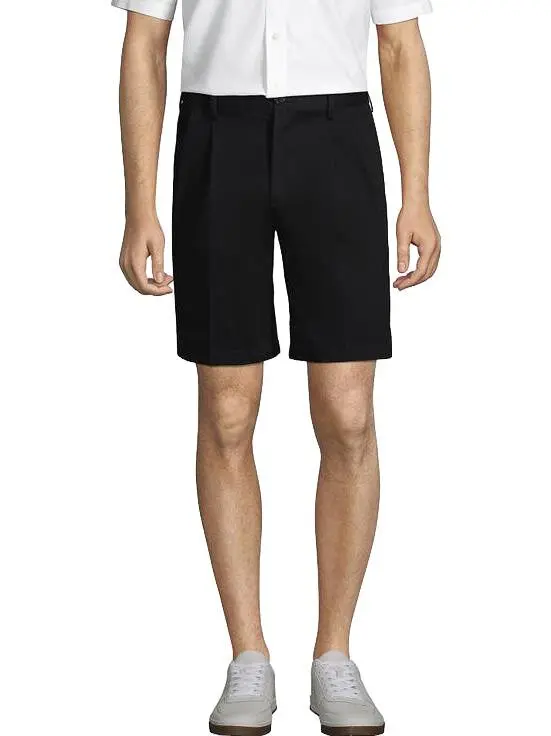 LANDS' END Comfort Waist Pleated 9" No Iron Chino Shorts - Black