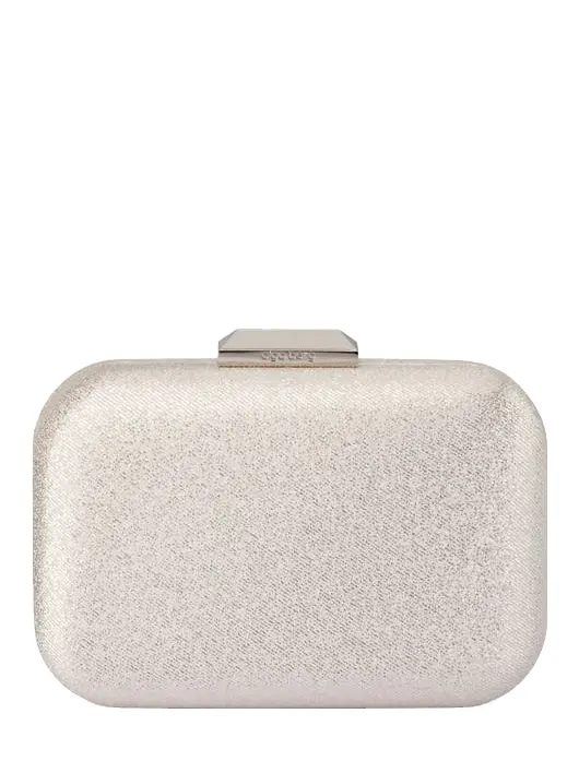 OLGA BERG Metallic Frame Clutch - Silver