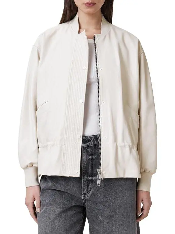 ALLSAINTS Sofi Leather Bomber Jacket - Off White