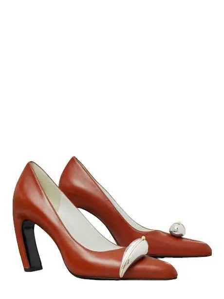 Tory Burch Pierced Xl Leather Pump - Sienna Red
