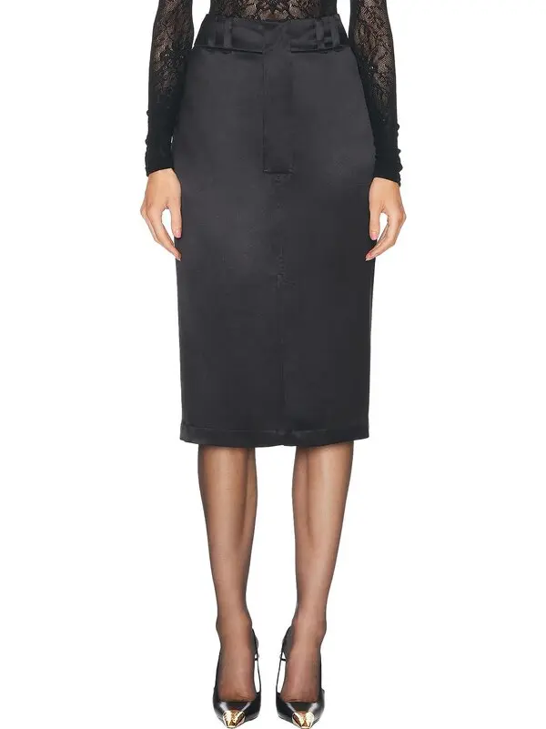 Saint Laurent Satin Pencil Skirt - Noir