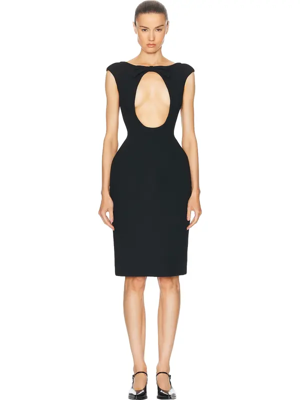 Miu Miu Natte Front Cut Out Midi Dress - Nero