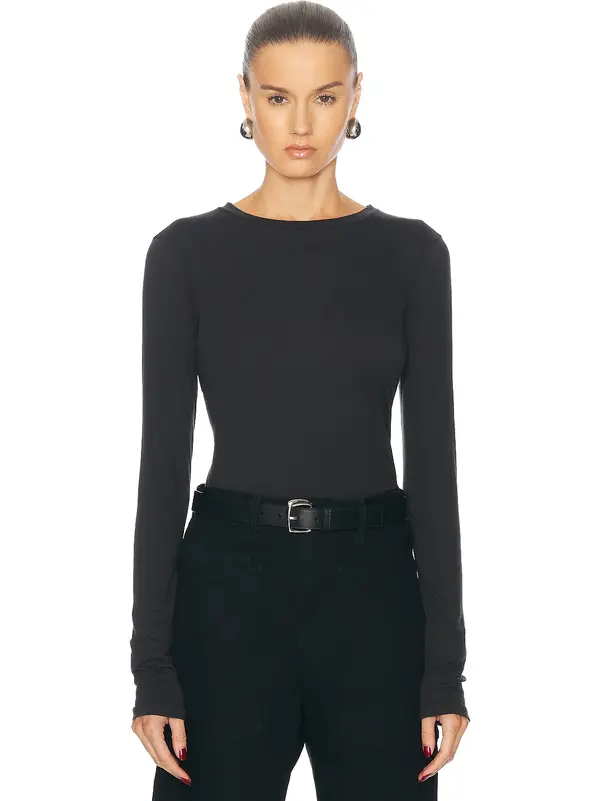 NILI LOTAN Long Sleeve Shirt - Washed Black