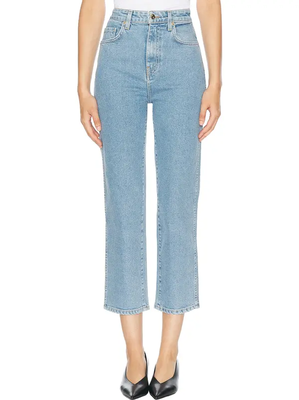 L'academie Elodie High Rise Crop Jeans - Light Blue