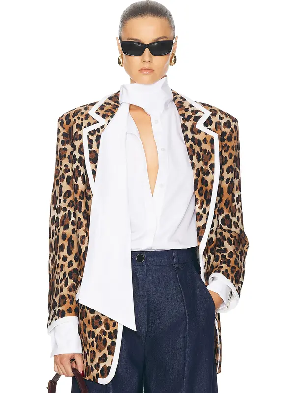ROWEN ROSE Oversized Signature Blazer - Leopard