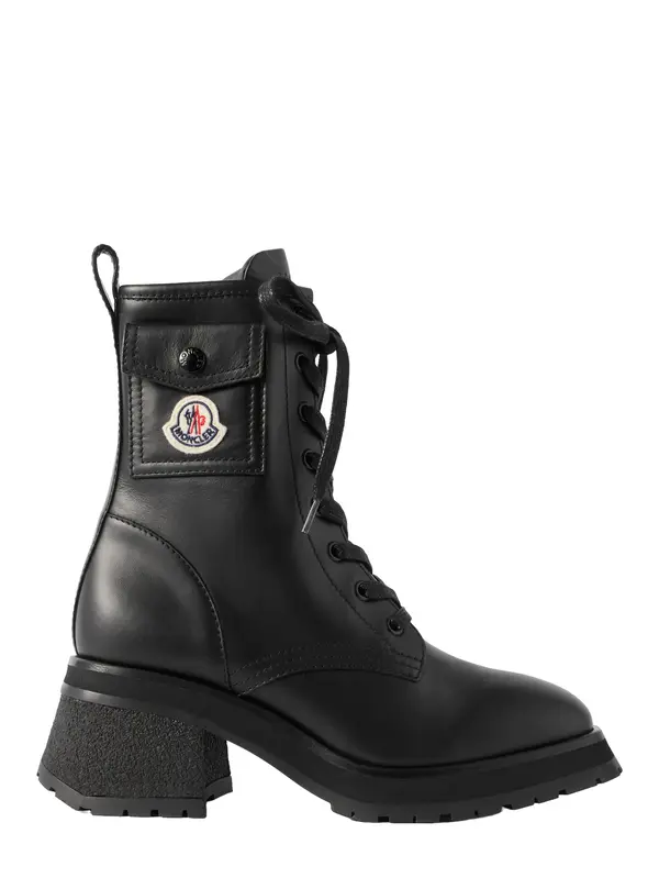 Moncler Gigi Leather Ankle Boots - Black