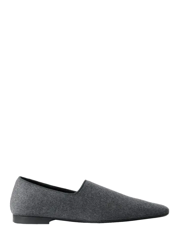 TOTEME The Piped Wool And Cashmere-blend Loafers - Gray