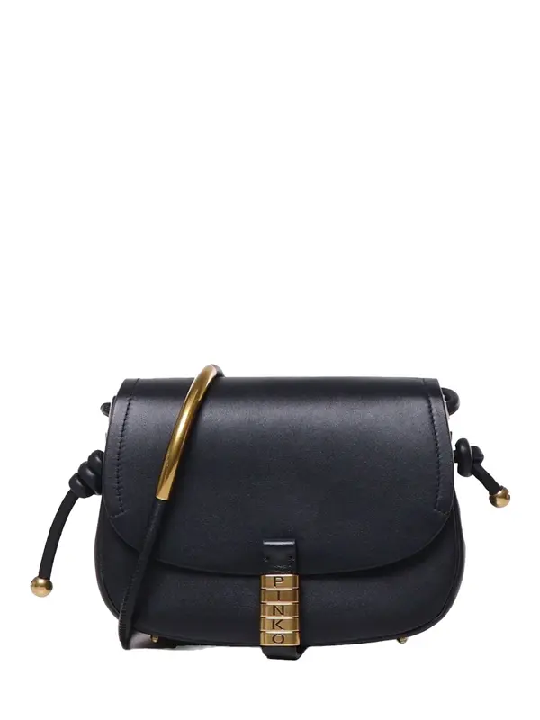 Pinko Logo-buckle Shoulder Bag - Black