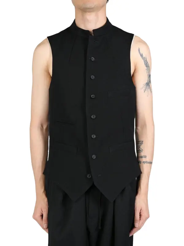 Yohji Yamamoto Stand-up Collar Vest - Black