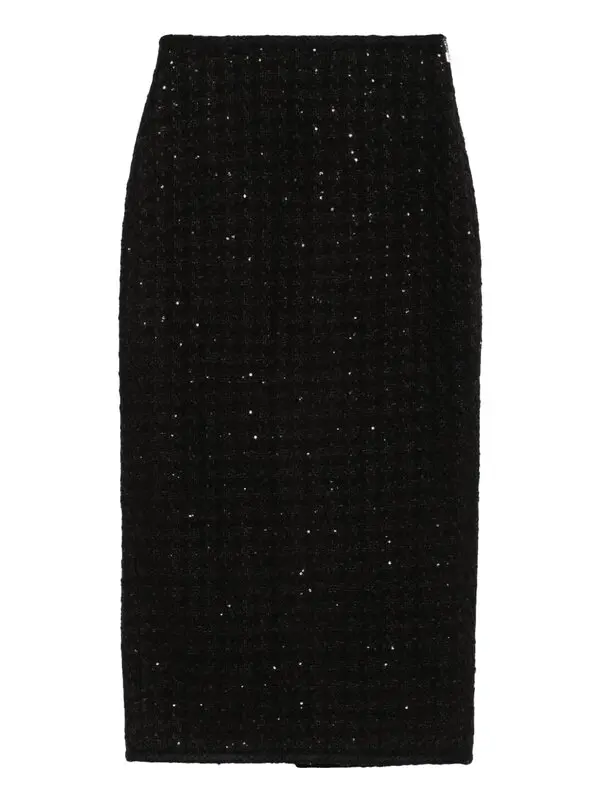 ROTATE BY BIRGER CHRISTENSEN Bouclé Midi Skirt - Black