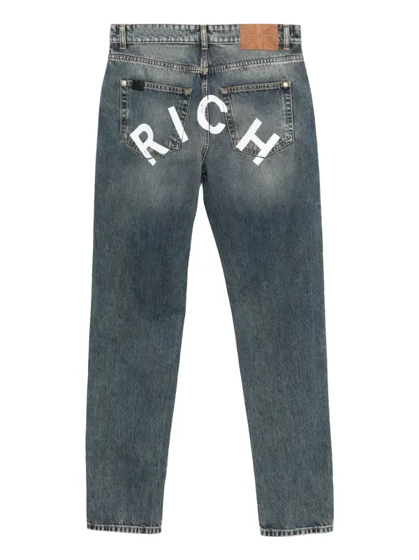 John Richmond Logo-print Straight-leg Jeans - Blue
