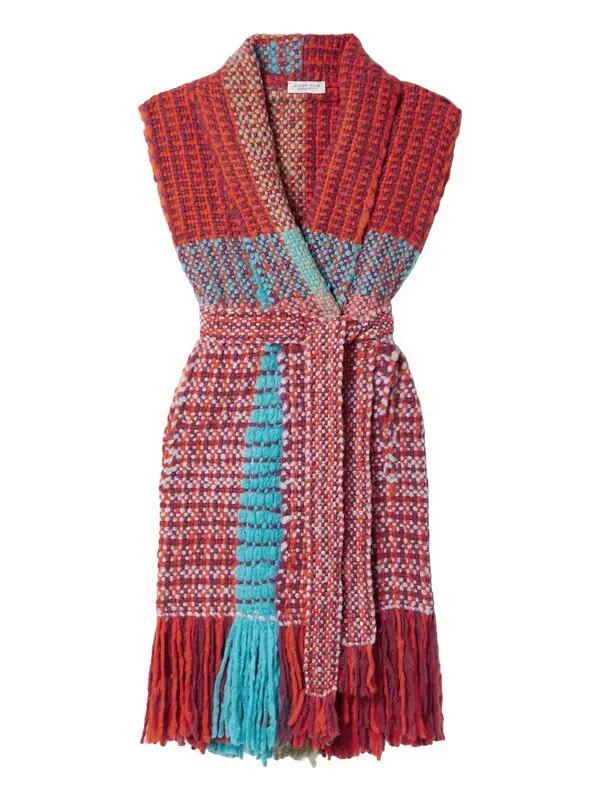 Gabriela Hearst Teagan Fringed Cashmere Vest - Red