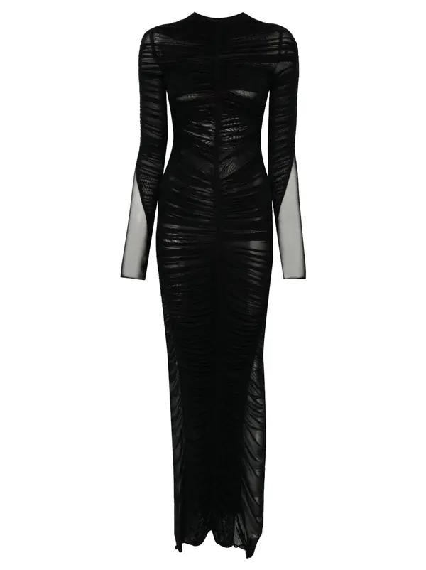 MUGLER Ruched Maxi Dress - Black