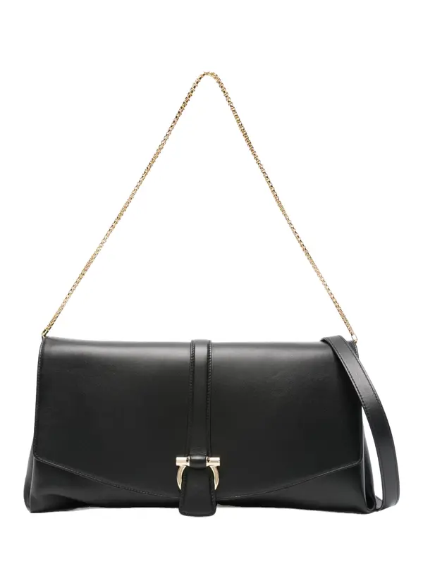 FERRAGAMO Gancini-buckle Shoulder Bag - Black