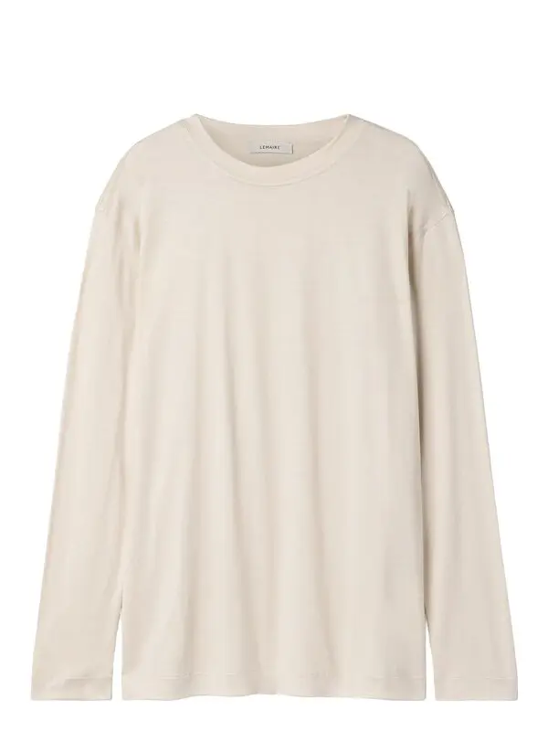 LEMAIRE Silk-jersey Long Sleeve T-shirt - Cream