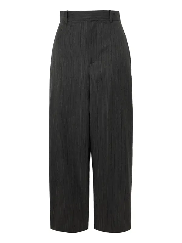 Loewe Pinstriped Wool Wide-leg Trousers - Gray