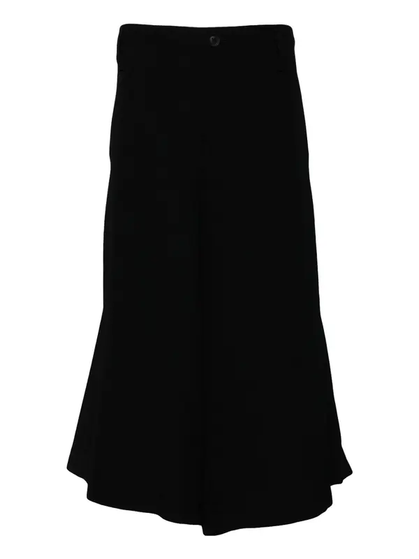 Yohji Yamamoto Pleated Cropped Trousers - Black