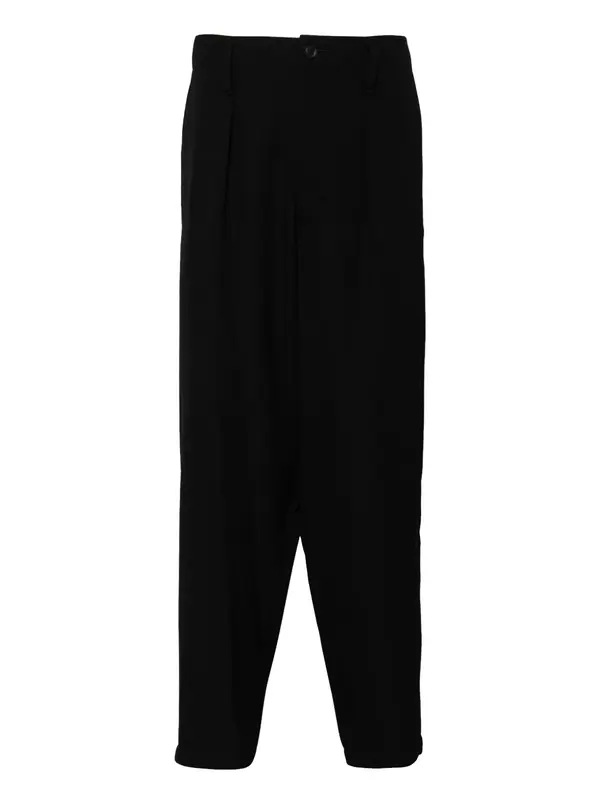 Yohji Yamamoto Wool Tapered Trousers - Black