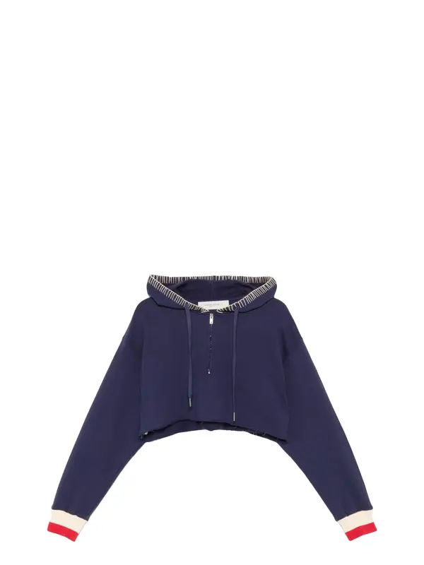 GOLDEN GOOSE Half-zip Cropped Hoodie - Blue