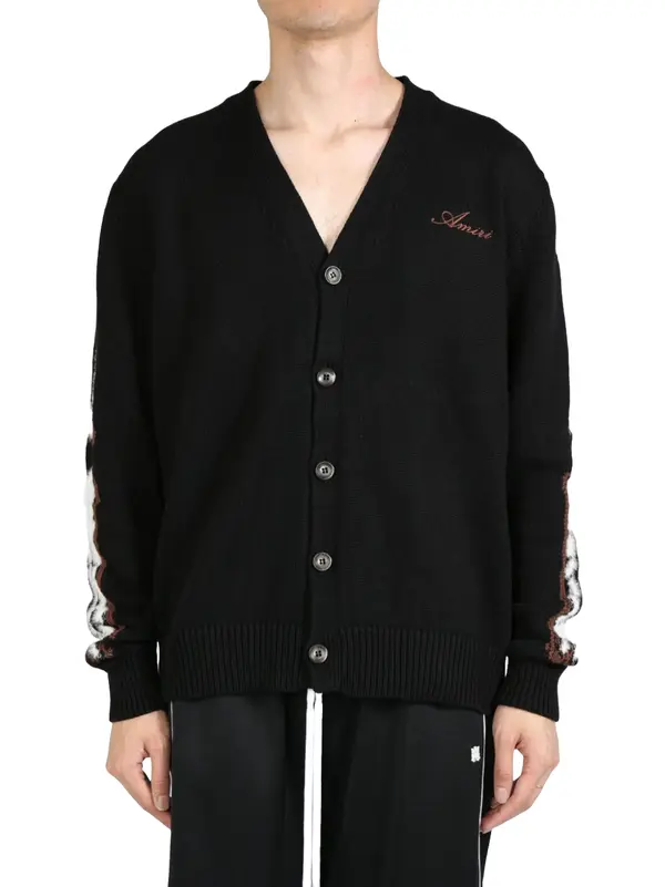Amiri Leopard Bones Cardigan - Black