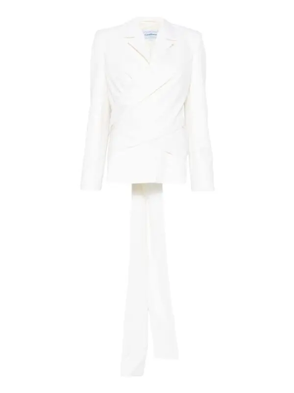 Casablanca Virgin Wool Wrap Tuxedo - White