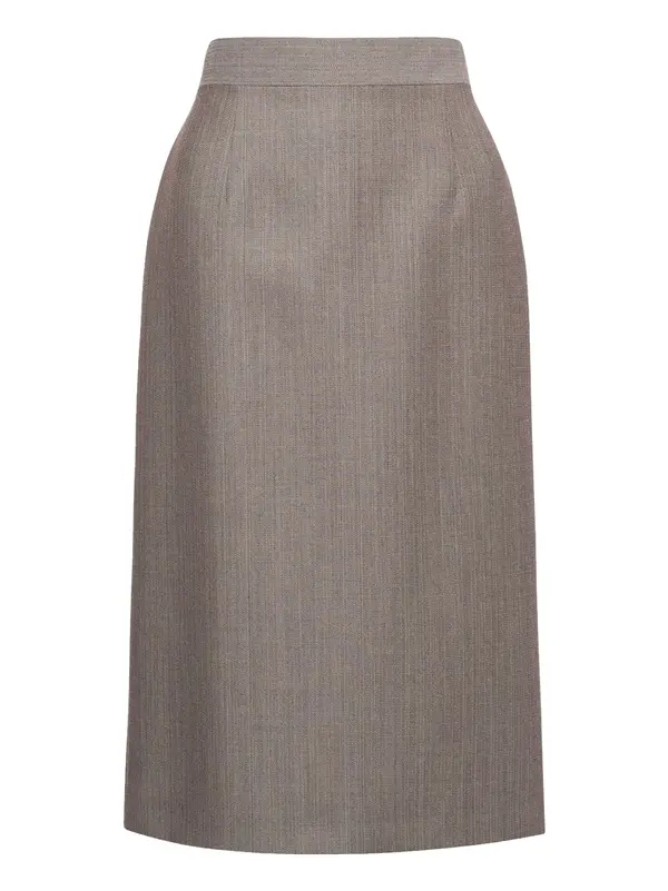 Alberta Ferretti Rear-slit Midi Skirt - Grey