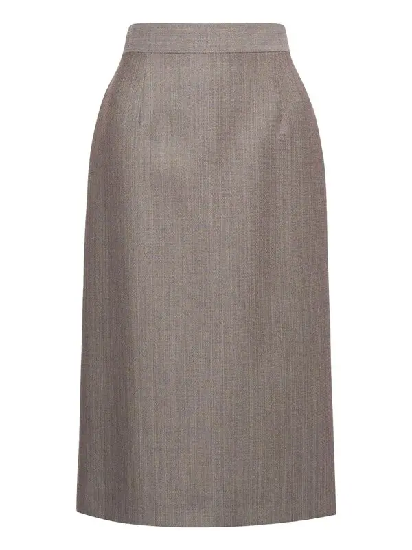 Alberta Ferretti Rear-slit Midi Skirt - Grey