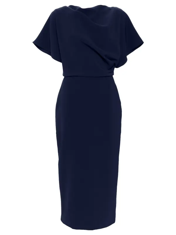 Amsale Draped Midi Dress - Blue