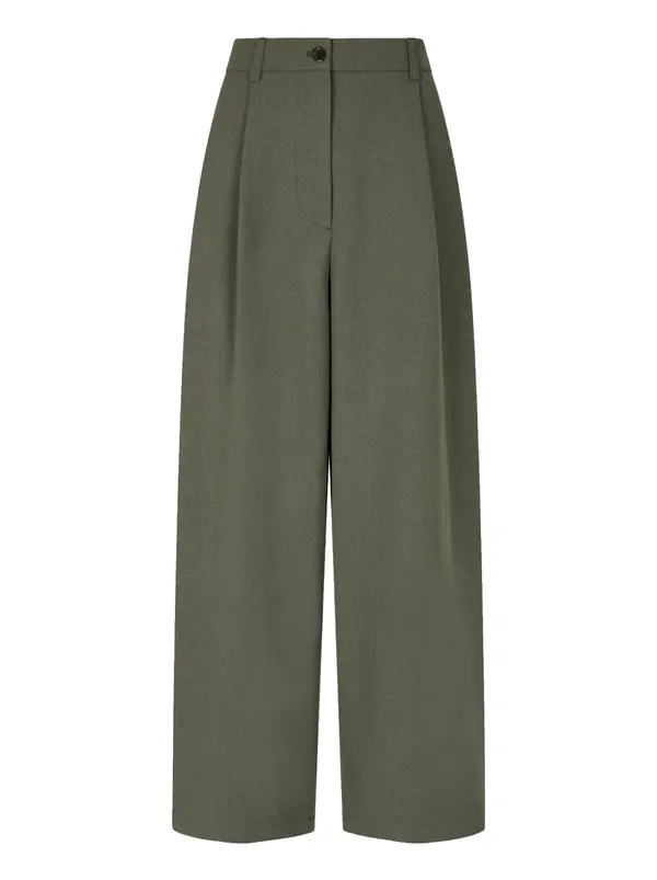 STUDIO TOMBOY Pintuck-detail Wide-leg Trousers - Green