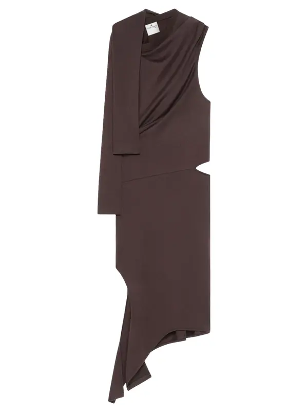 COURREGES Draped Cut-out Midi Dress - Brown