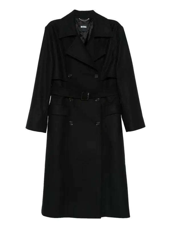 BOSS Felted Trench Coat - Black