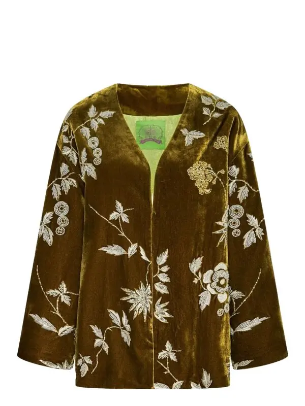 Shanghai Tang Beaded Velvet Jacket - Brown