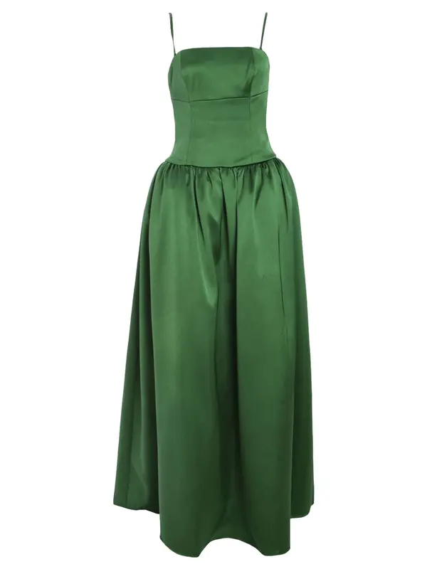 SELF-PORTRAIT Satin Bandeau Dress - Green