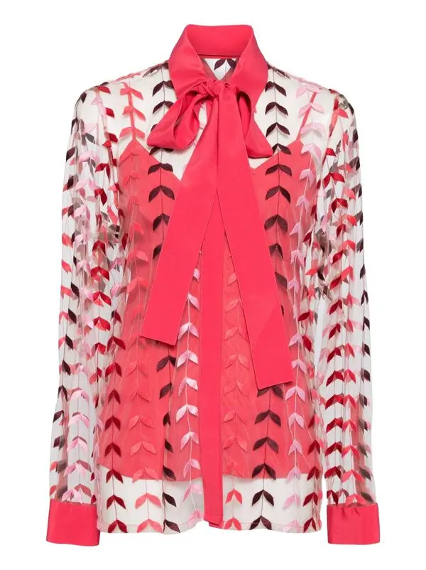 Elie Saab Embroidered Tulle Shirt - Pink
