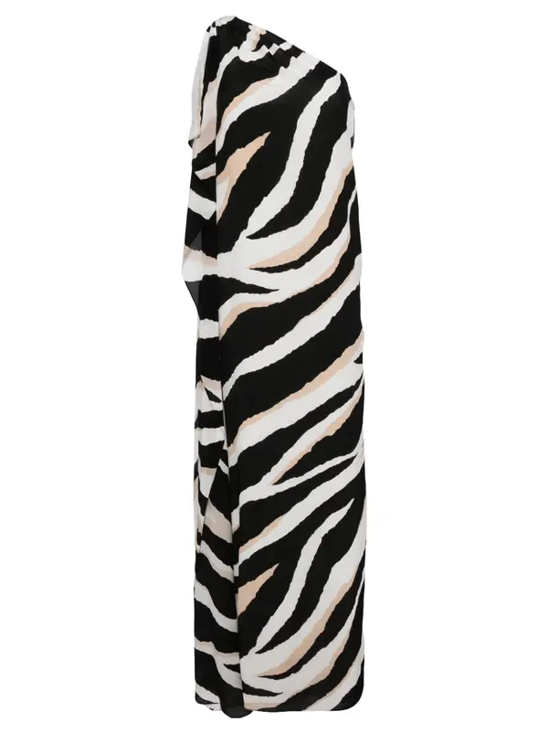 Elie Saab Zebra-print Silk Dress - Black