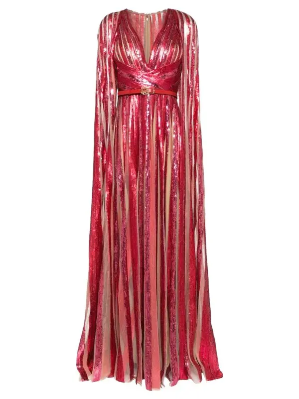 Elie Saab Embroidered Tulle Gown - Red