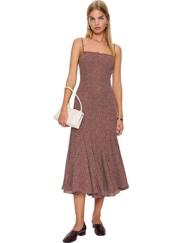 REFORMATION Lilibet Midi Dress - Brown