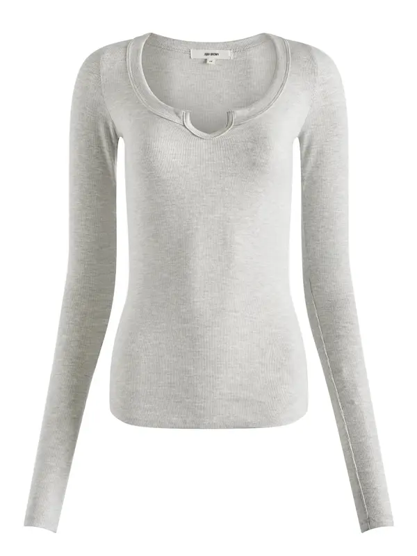 Joah Brown Henley Long Sleeve Top - Pearl