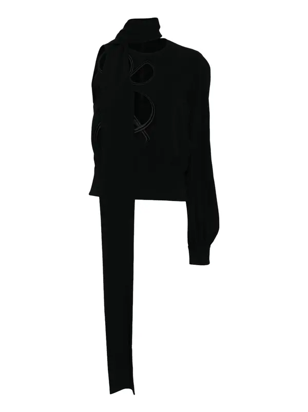 Elie Saab Embroidered Cut-out Blouse - Black