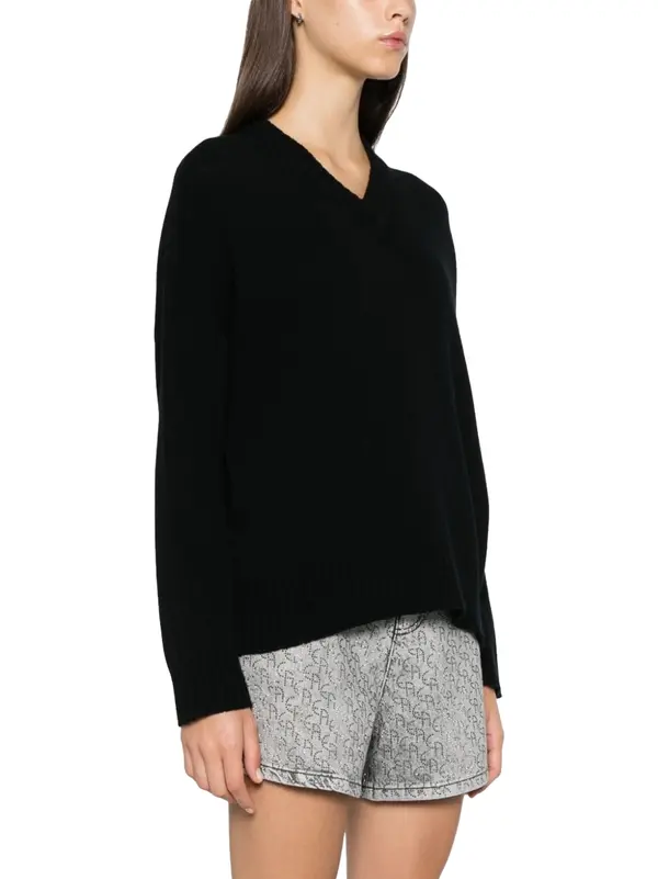 Emporio Armani Virgin Wool V-neck Sweater - Black