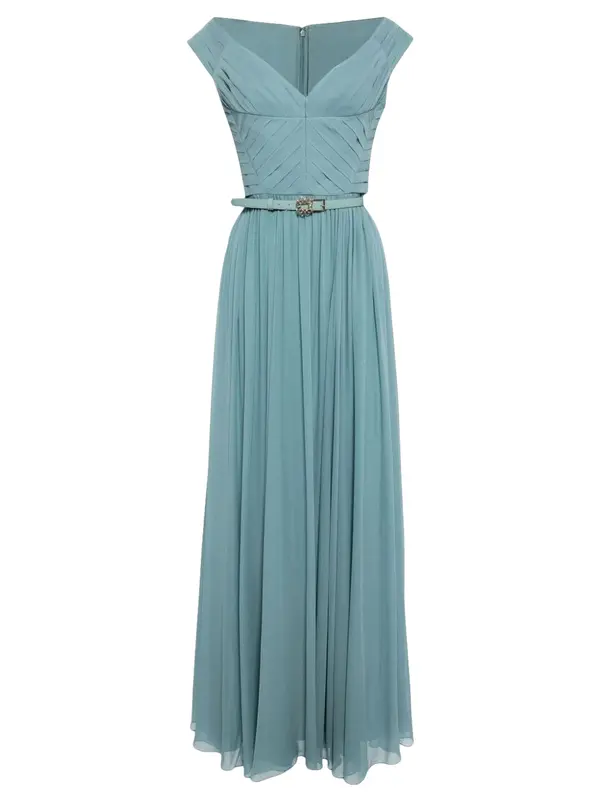 Elie Saab Off-the-shoulder Silk Dress - Blue