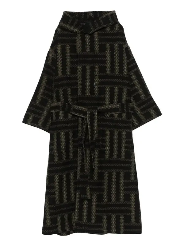 Kenzo Jacquard Virgin Wool Coat - Black