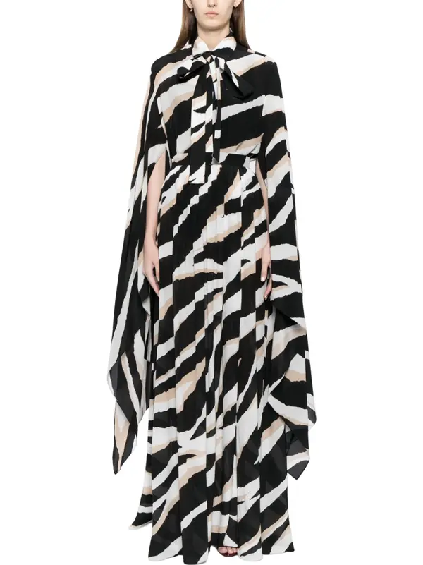 Elie Saab Zebra-print Silk Shirt - Black