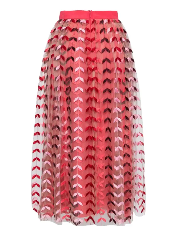 Elie Saab Embroidered Tulle Skirt - Pink