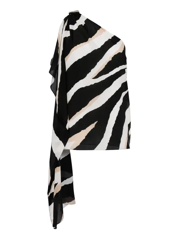 Elie Saab Zebra-print Silk Top - Black