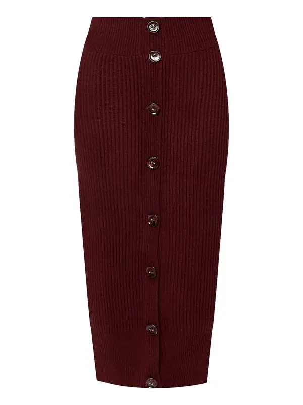 Erdem Wool-cashmere Pencil Midi Skirt - Red