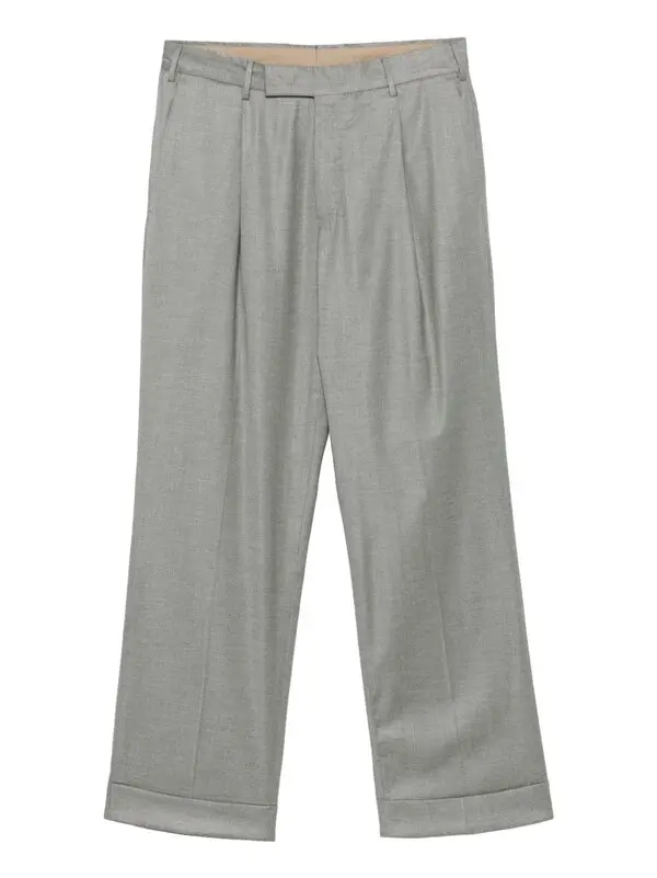 PT TORINO Pleated Straight Leg Trousers - Grey