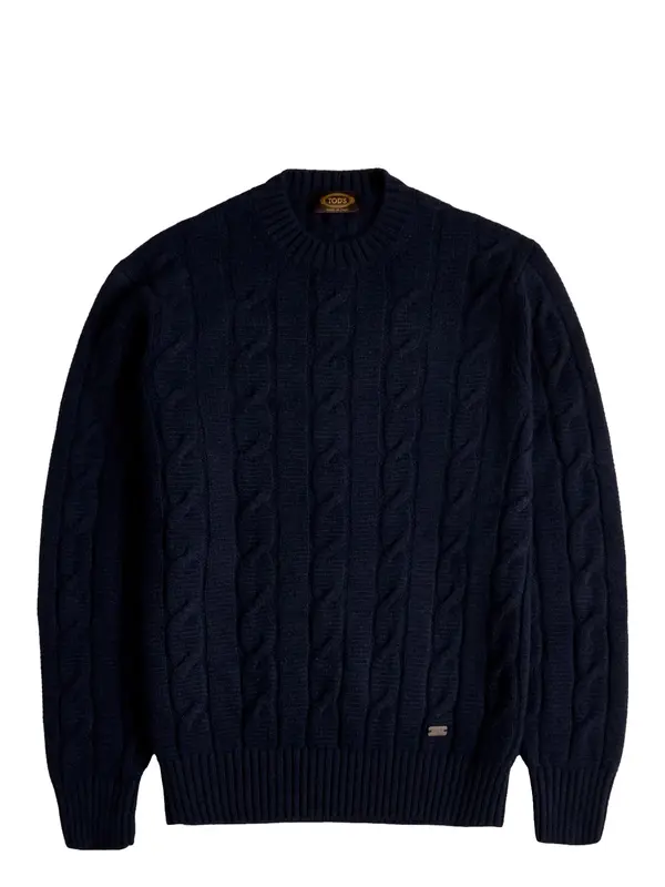 TOD'S Cable-knit Crew-neck Sweater - Blue