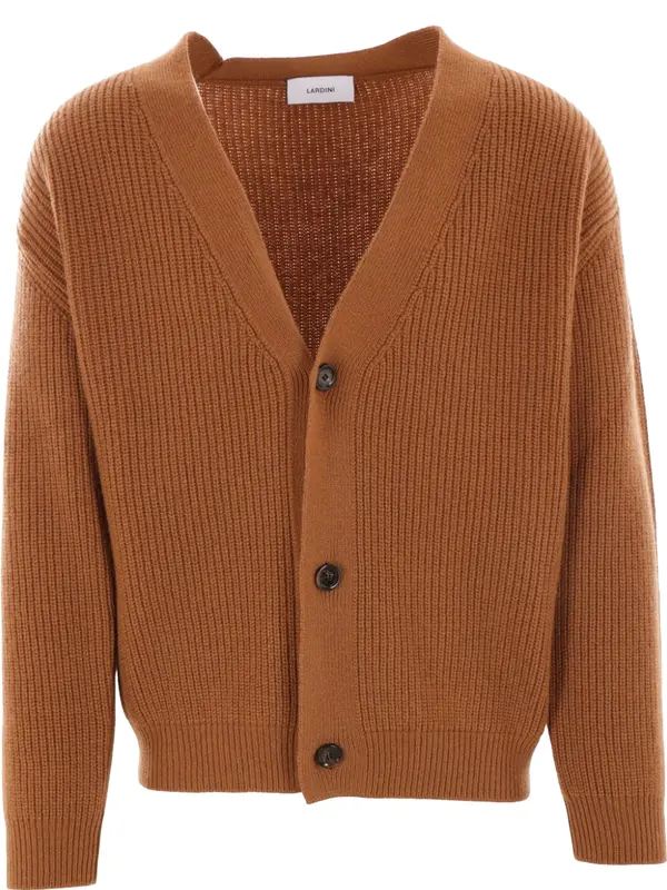 LARDINI V-neck Buttoned Cardigan - Brown